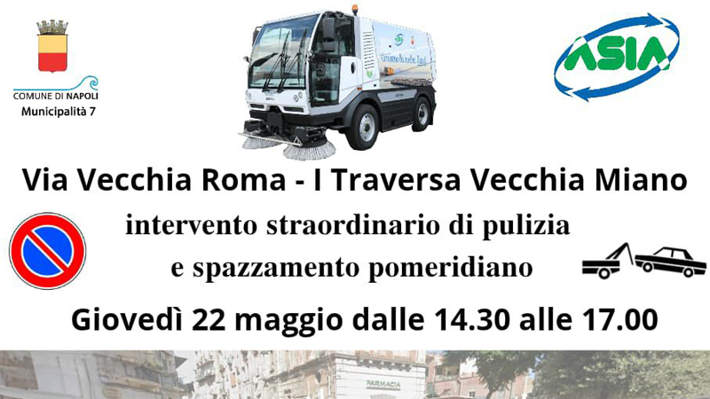 Municipalità 7, intervento di pulizia straordinaria in via Vecchia Roma ...